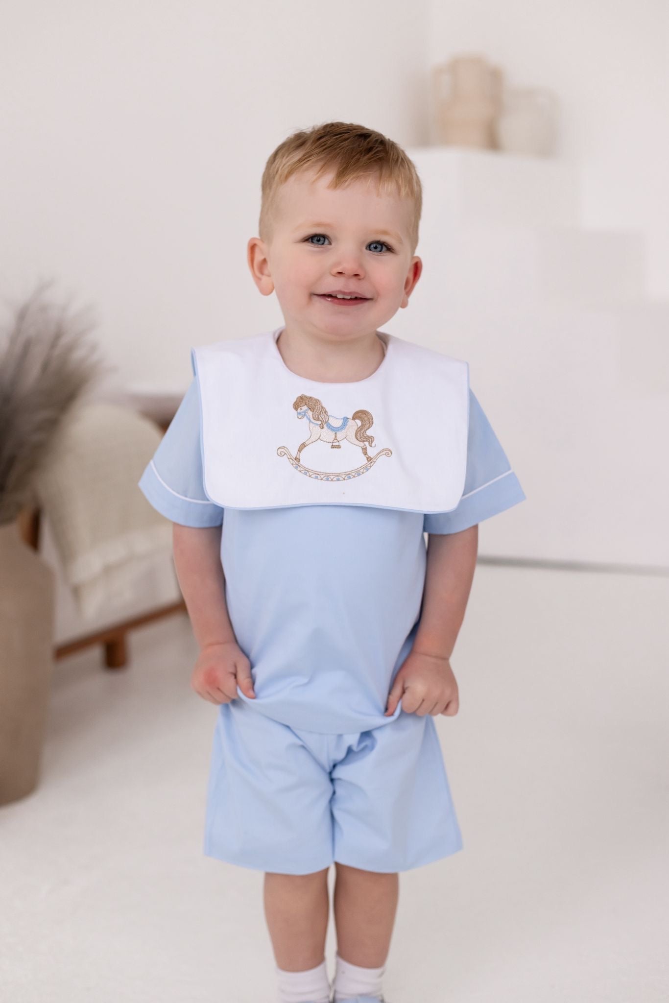 Boys Traditional Bib Collar Top & Shorts Outfit – Perfect Little Thing