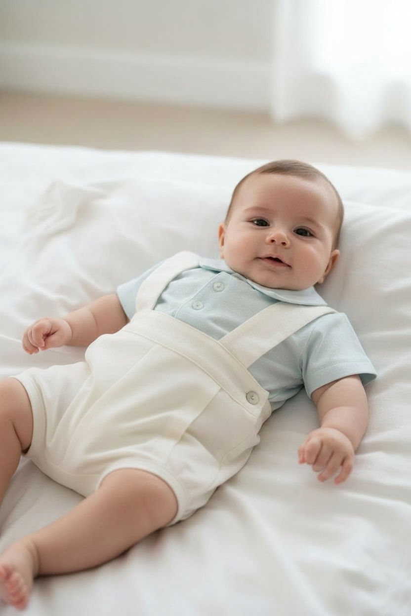 Baby Boy's Mac ilusion Blue White Summer Dungarees - 3 Months – Perfect ...