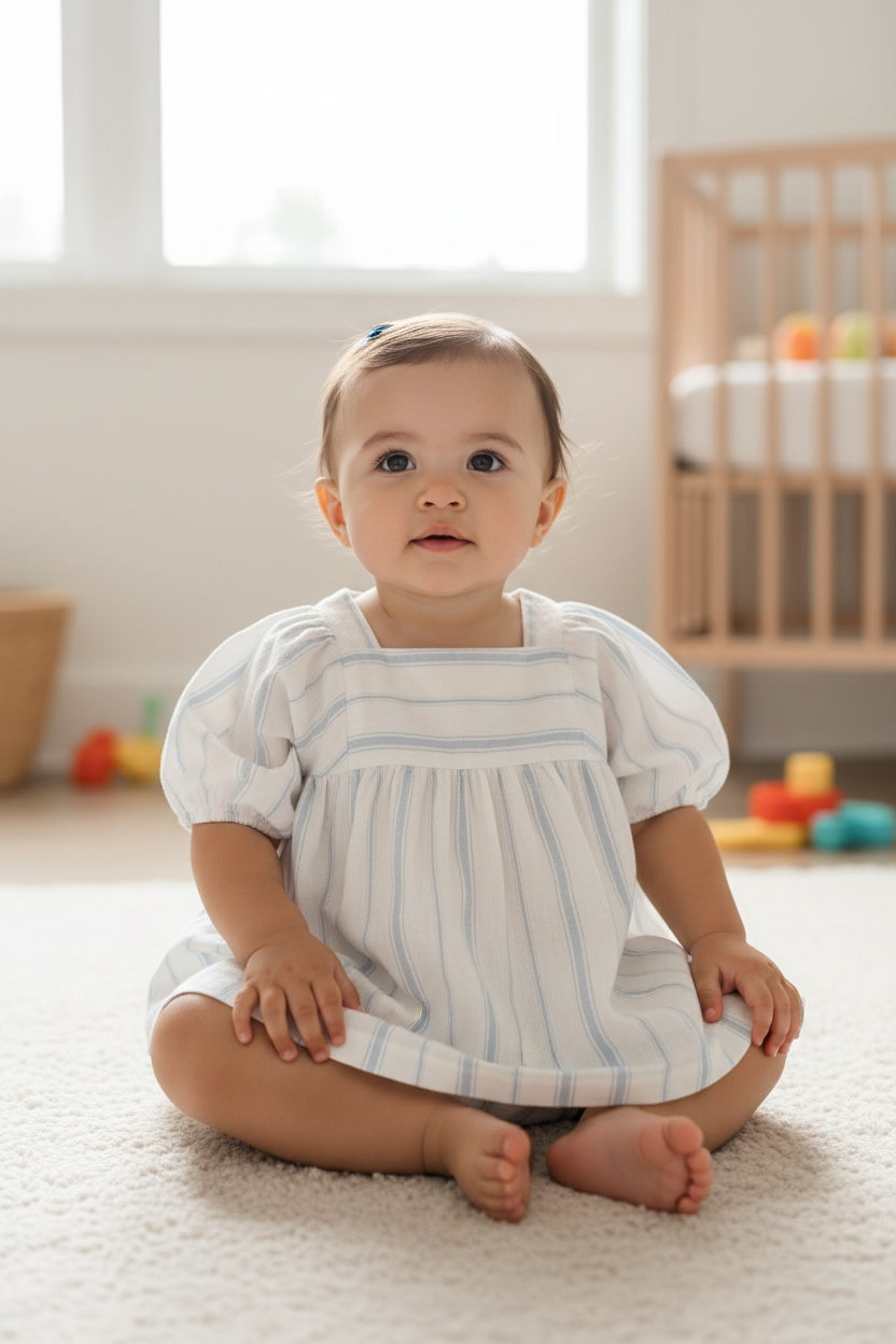 Baby Girls Mac Ilusion Stripe Linen Dress - 6 Months – Perfect Little Thing